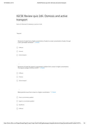 GCSE Forms quiz: Osmosis and active transport | Teaching Resources
