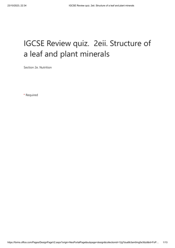 GCSE Forms quiz: Leaf structure and plant minerals | Teaching Resources