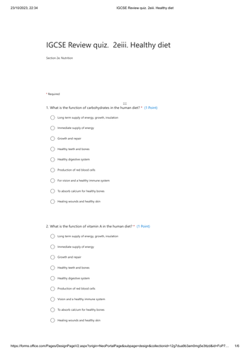 GCSE Forms quiz: Healthy diet | Teaching Resources