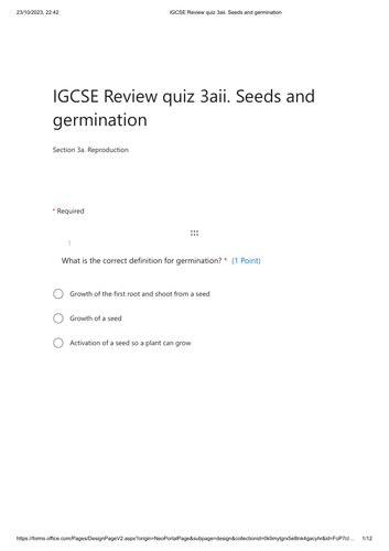 GCSE Forms quiz: Plant reproduction (seeds and germination) | Teaching ...