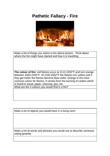 Pathetic Fallacy Personification Original Writing with a picture ...