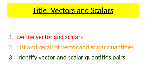 Scalars and Vectors - GCSE Physics - Fully Resourced Lesson - Questions ...