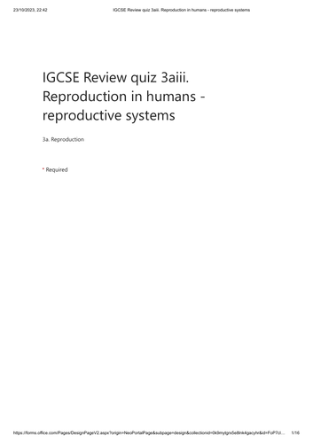 Gcse Forms Quiz Human Reproductive System Teaching Resources 