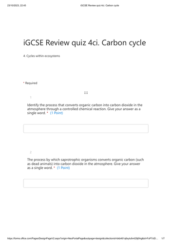 GCSE Forms quiz: Carbon Cycle | Teaching Resources