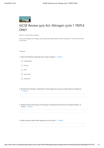 GCSE Forms quiz: Nitrogen cycle | Teaching Resources