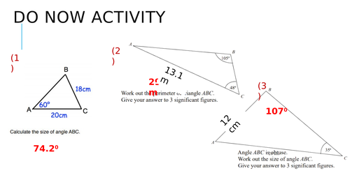 Cosine rule - Missing sides | Teaching Resources