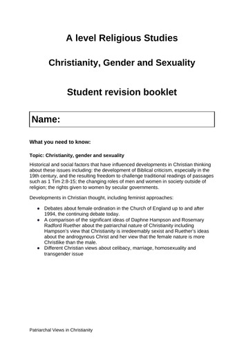AQA A level: Religious Studies Student note taking booklets for ...