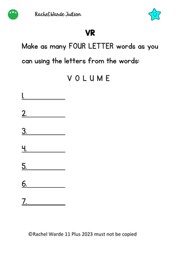 CSSE STYLE ENGLISH VR WORK - FREE SAMPLE1 | Teaching Resources