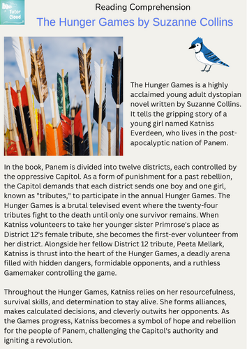 The Hunger Games by Suzanne Collins Reading Comprehension Worksheet ...
