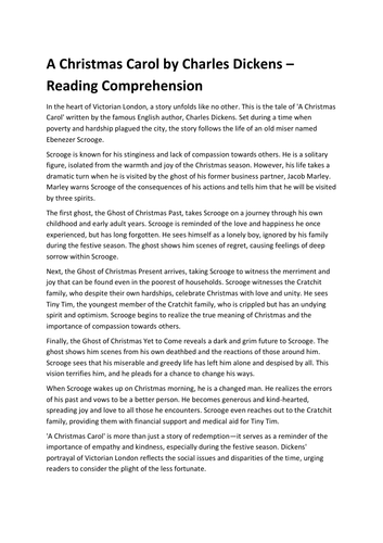 A Christmas Carol by Charles Dickens – Reading Comprehension | Teaching ...
