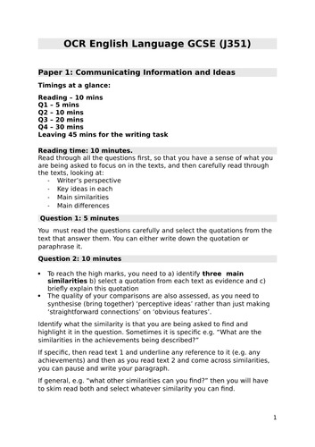 OCR Paper 1 and Paper 2 Advice | Teaching Resources