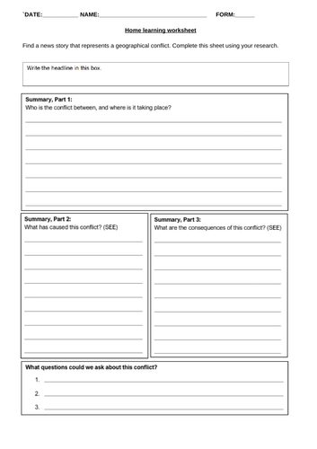 Geography of Conflict - Year 9 Scheme of Work | Teaching Resources