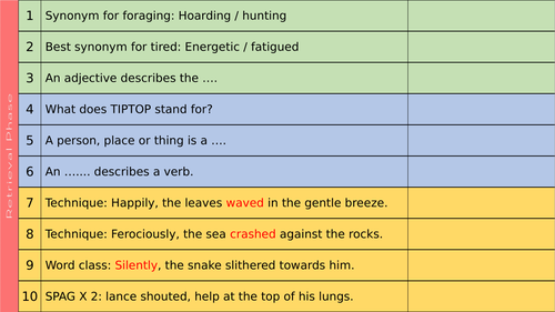Descriptive writing lessons and SPAG A05 A06 English language ...