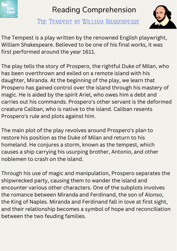 Shakespeare Plays GCSE - Reading Comprehension Bundle | Teaching Resources