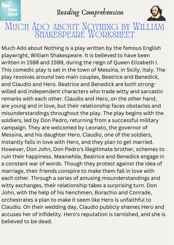 Much Ado About Nothing by William Shakespeare Resource Bundle ...