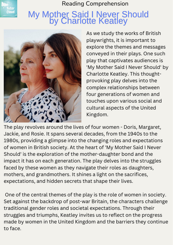 My Mother Said I Never Should by Charlotte Keatley Reading ...