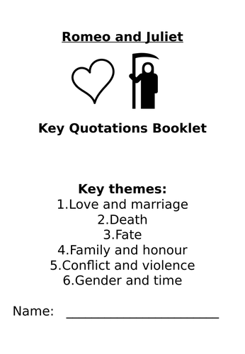 Romeo and Juliet Key Quotes Dual Coded | Teaching Resources