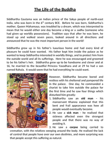 The Life of Siddhartha Gautama Buddha | Teaching Resources