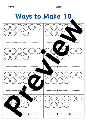 Ways to Make 5 and 10 Kindergarten Math Worksheets - Making 5 and 10 ...