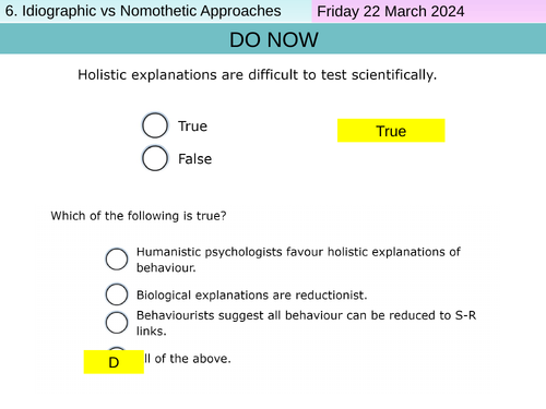 L6: Nomothetic vs Idiographic - Issues & Debates - AQA Psychology ...