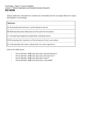 L7: Socially Sensitive Research - Issues & Debates - AQA Psychology ...