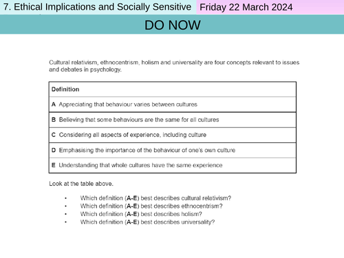 L7: Socially Sensitive Research - Issues & Debates - AQA Psychology ...