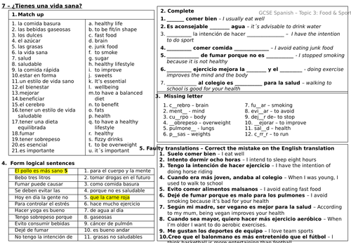 Healthy lifestyle / Vida sana | Teaching Resources