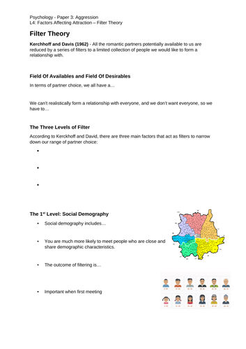 L4: Filter Theory - Relationships - AQA Psychology | Teaching Resources