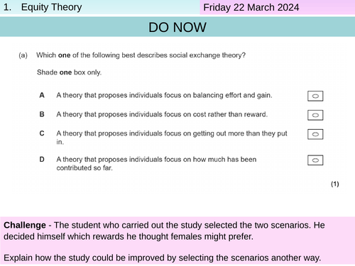 L6: Equity Theory - Relationships - AQA Psychology | Teaching Resources L6: Equity Theory - Relationships - AQA Psychology | Teaching Resources