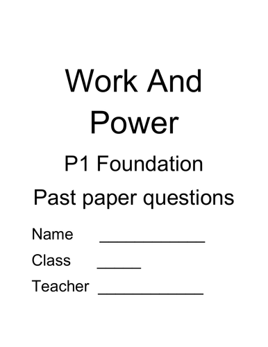 CCEA DAS: Physics P1 Work and Power Questions and solutions | Teaching ...