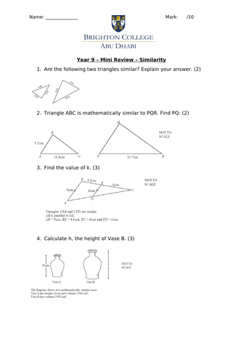 Year 9 and 10 GCSE mini assessments | Teaching Resources