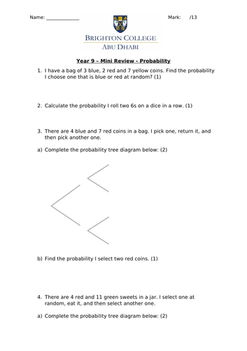 Year 9 and 10 GCSE mini assessments | Teaching Resources