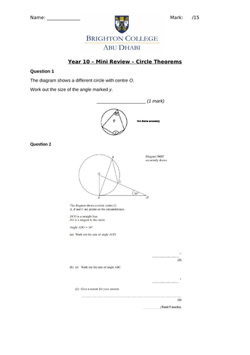 Year 9 and 10 GCSE mini assessments | Teaching Resources