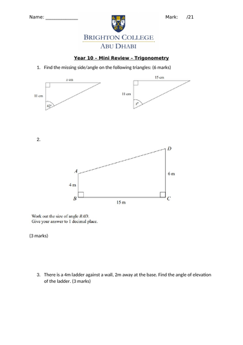 Year 9 and 10 GCSE mini assessments | Teaching Resources
