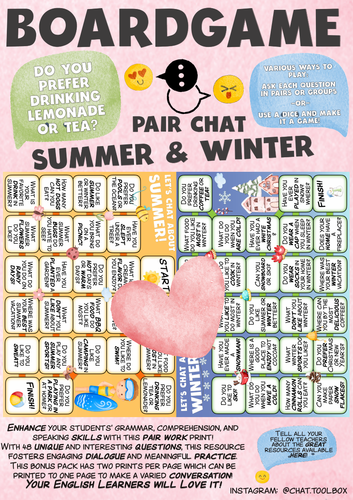 English Chat- Topics: Summer and Winter! | Teaching Resources