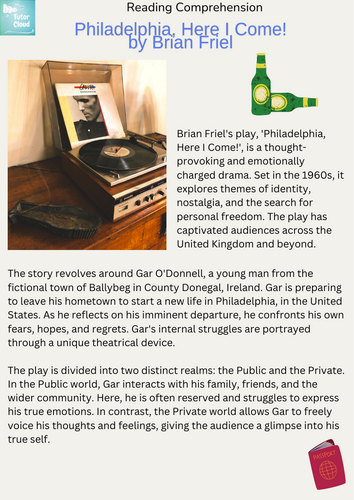 Philadelphia, Here I Come! by Brian Friel Reading Comprehension ...