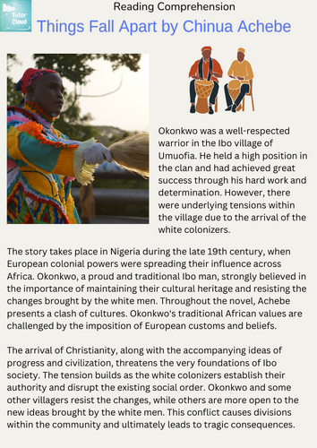 Things Fall Apart by Chinua Achebe Reading Comprehension Worksheet ...