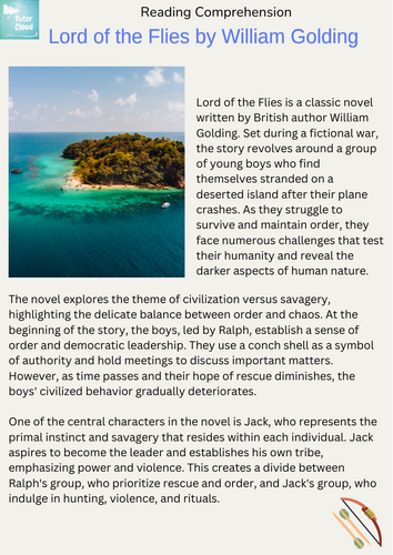 Lord of the Flies by William Golding Reading Comprehension Worksheet | Teaching Resources