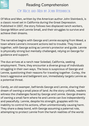 Of Mice and Men by John Steinbeck Resource Bundle | Teaching Resources