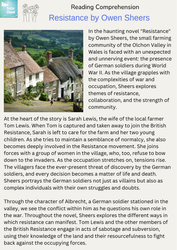 Resistance by Owen Sheers Reading Comprehension Worksheet | Teaching ...