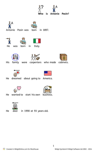 Antonio Pasin Biography_Year 1 Writing Unit | Teaching Resources