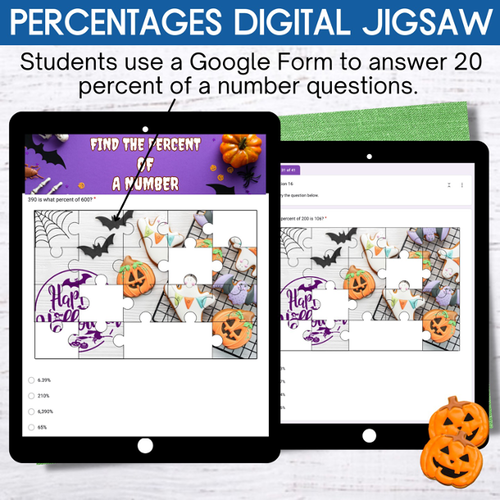Percent of a Number Halloween Jigsaw Activity Google Form and ...