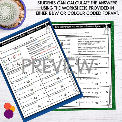 Percent of a Number Halloween Jigsaw Activity Google Form and ...