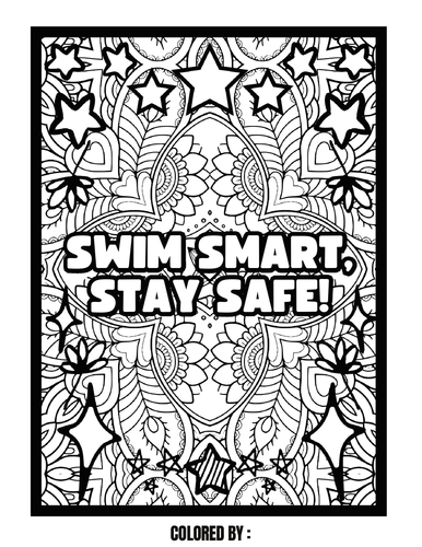 Pool Safety Door Decorations Saying, Relaxing Coloring Sheets, No Prep ...