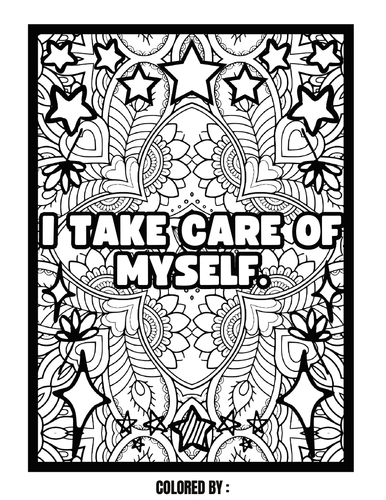 Self-Care Activities, Encouraging Affirmations Coloring Pages, No Prep ...