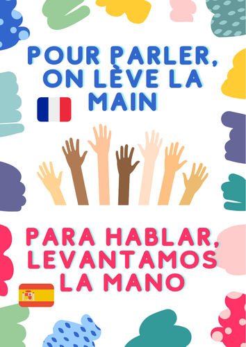 Raise hands - French + Spanish Display | Teaching Resources