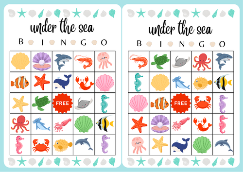 Under the Sea Bingo, 30 Bingo Cards, Kids' Under the Sea Activity ...