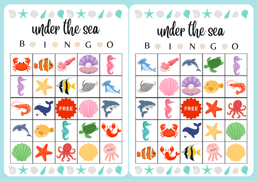 Under the Sea Bingo, 30 Bingo Cards, Kids' Under the Sea Activity ...