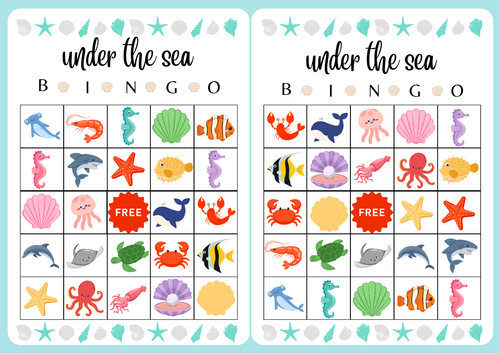 Under the Sea Bingo, 30 Bingo Cards, Kids' Under the Sea Activity ...
