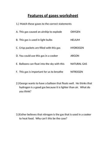 Gases Year 5 Lesson Plan Including Noble Gases | Teaching Resources